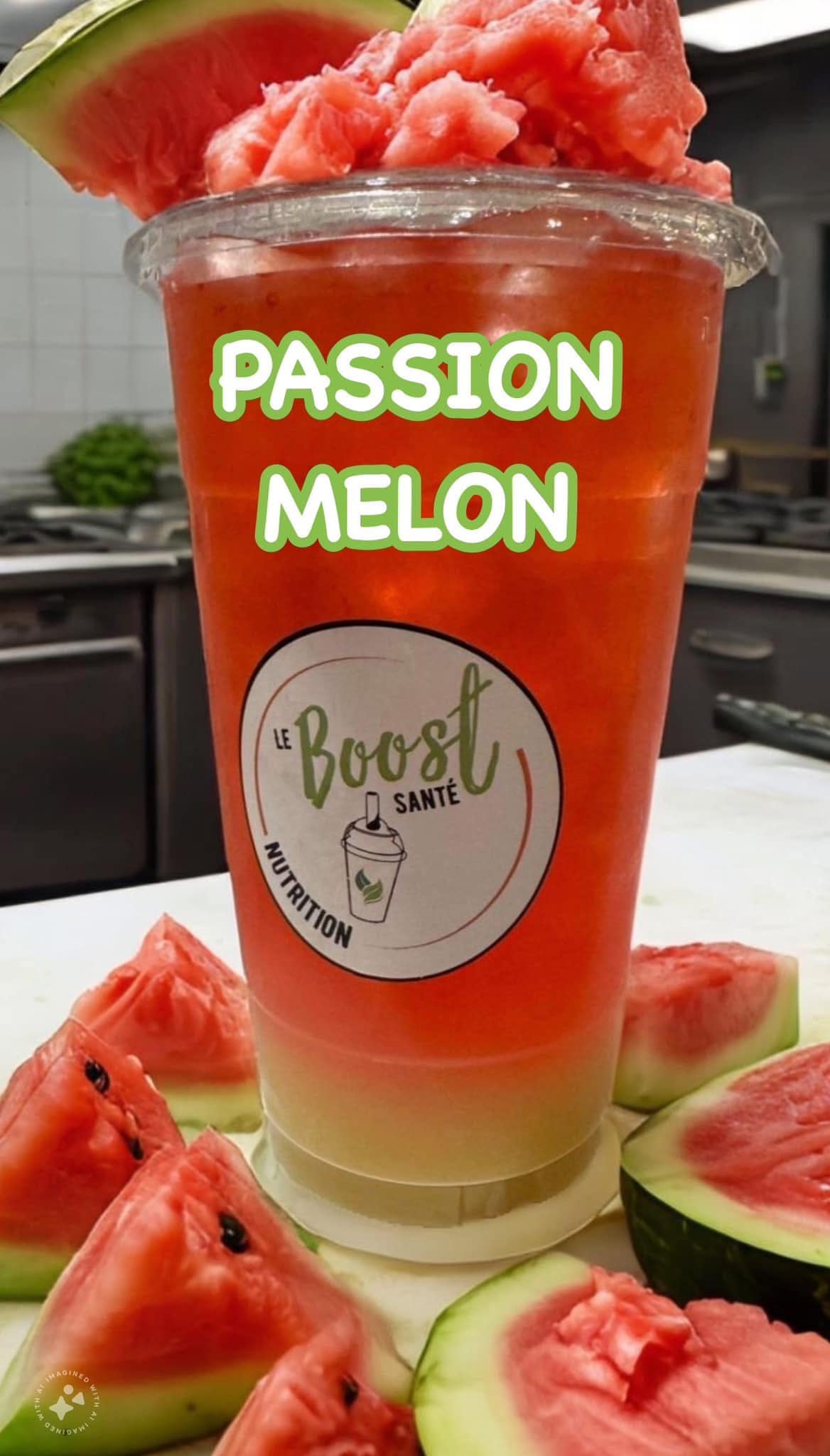 Boisson énergisante Passion melon - 32oz - Le BOOST Santé Nutrition